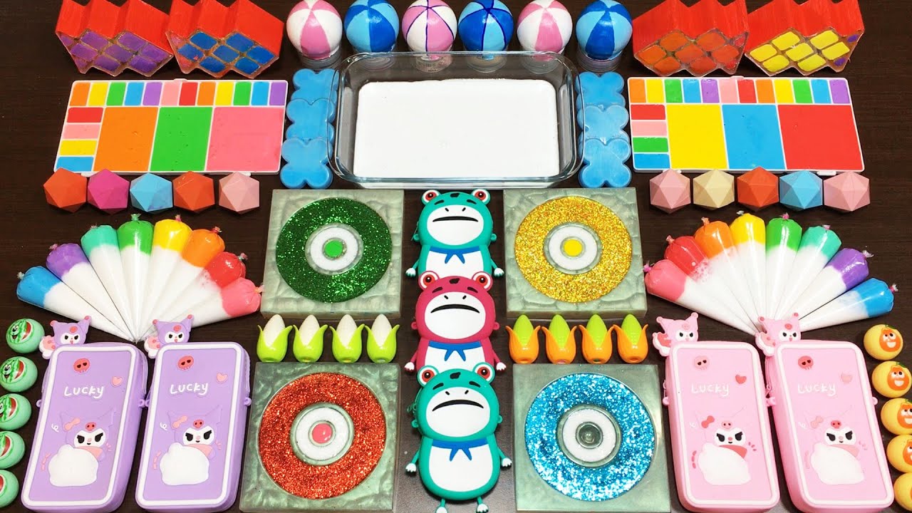 CLAY PIPING BAGS vs RAINBOW !!!Mixing random into GLOSSY slime🌻🌻🌻 ...