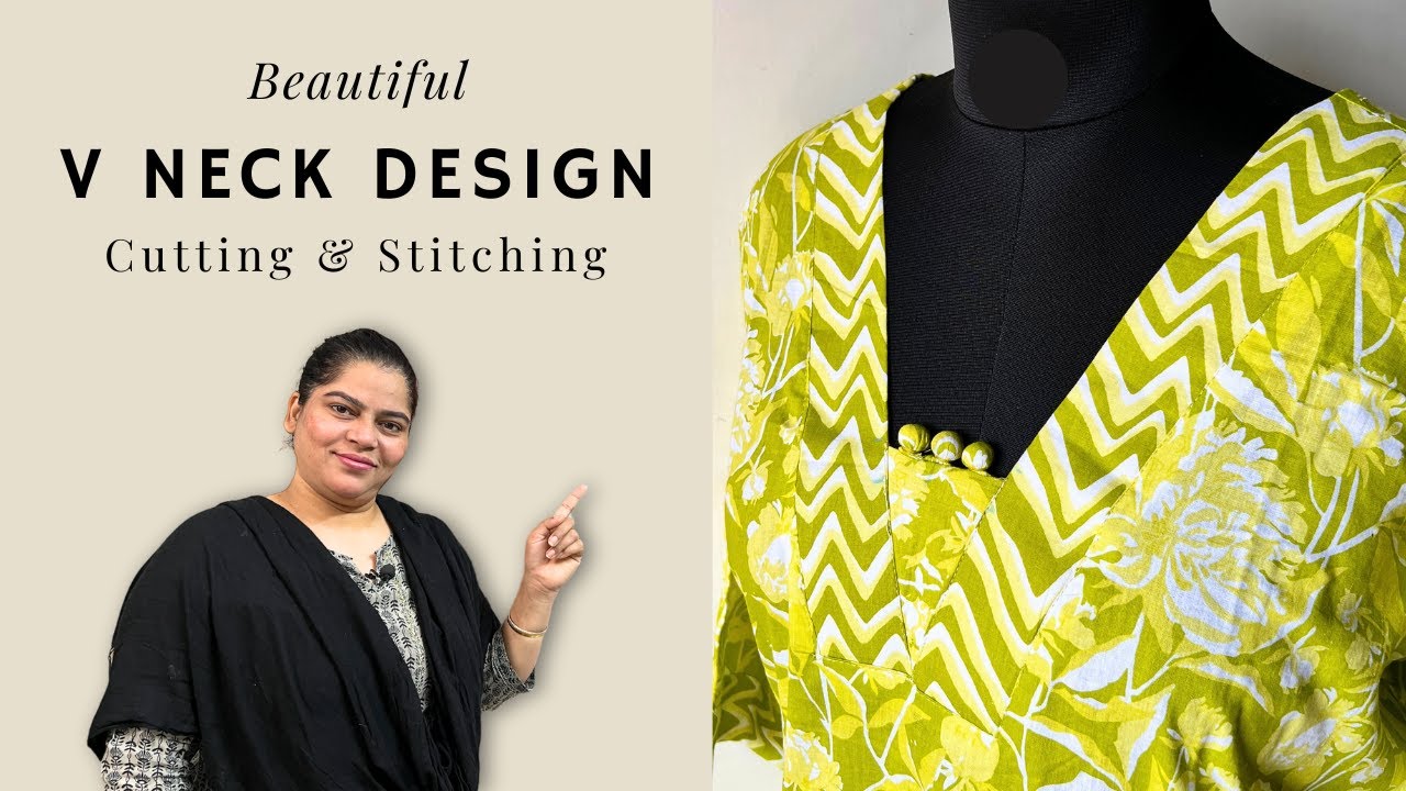 V neck design cutting and stitching | How to make V neck design in easy ...