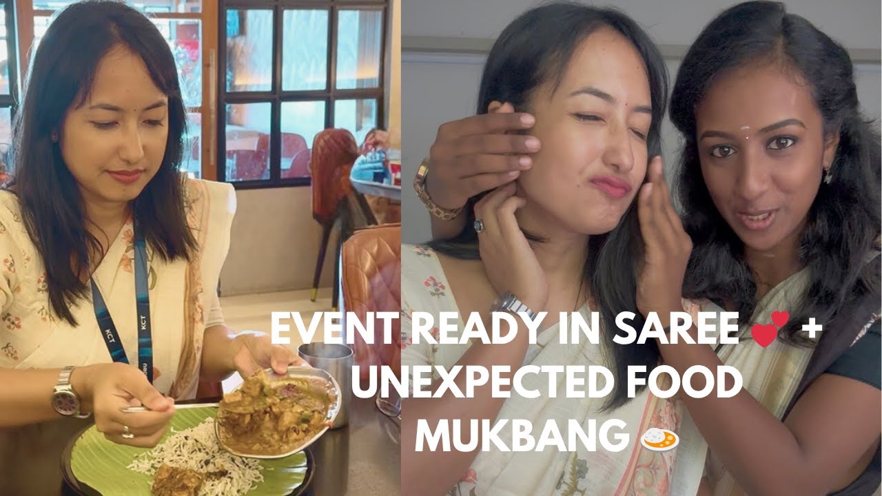 Glam Look to Food Attack // Saree Day + College Fun......Then went full MUKBANG mode - YouTube