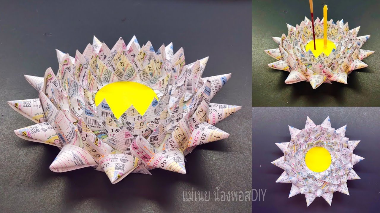 DIY How to make a paper Krathong#วิธีทำกระทงลอตเตอรี่ปี2020 EP.14#แม่ ...