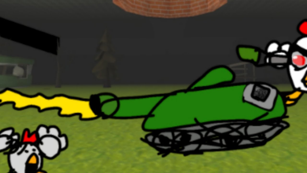 chicken scary and chicken vs tank - YouTube