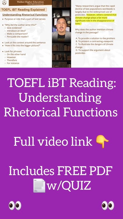 TOEFL iBT Reading: Understanding Rhetorical Functions #toefl #toeflibt ...