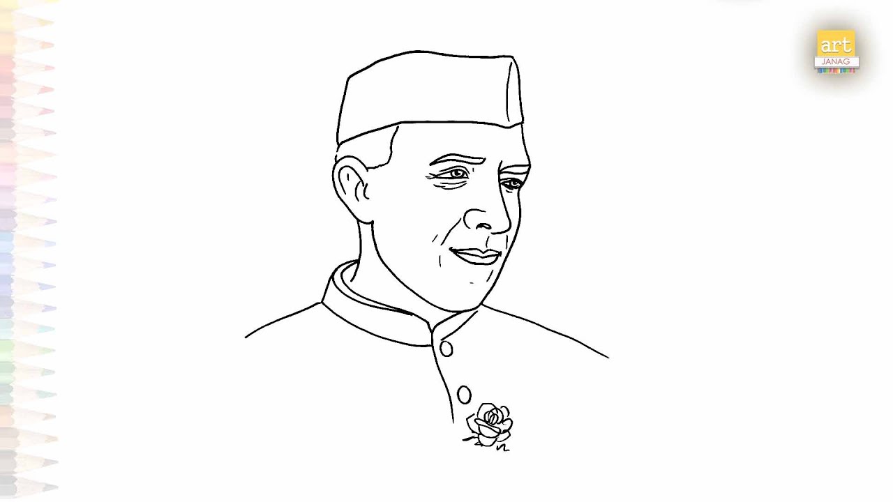 Nehru Drawing easy | Art tutorial | How to draw CHACHA Nehru step by ...