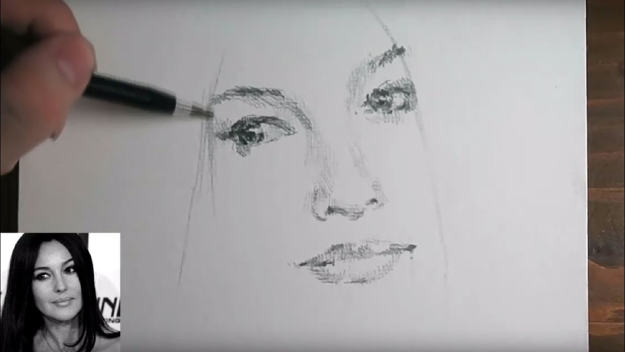 Drawing Monica Bellucci - Minimalistic drawing - YouTube