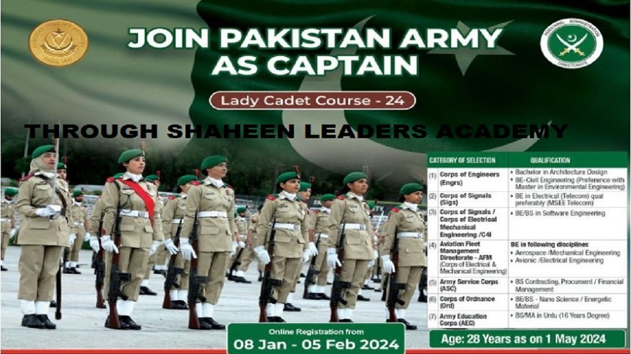 JOIN PAKISTAN ARMY AS A LADY CADET COURSE COMMISSIONED OFFICER, BASIC ...