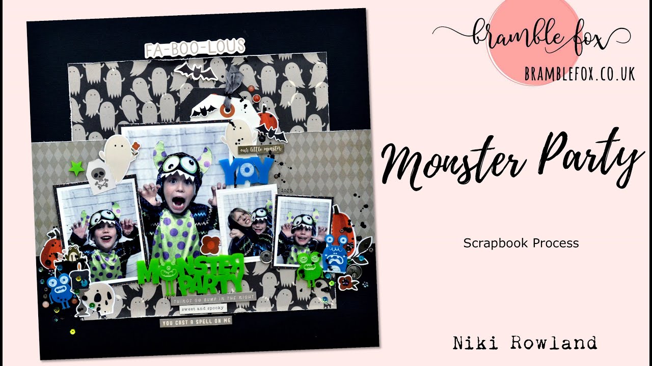 It's a Monster Party! Halloween Scrapbook Layout with Bramble Fox ...