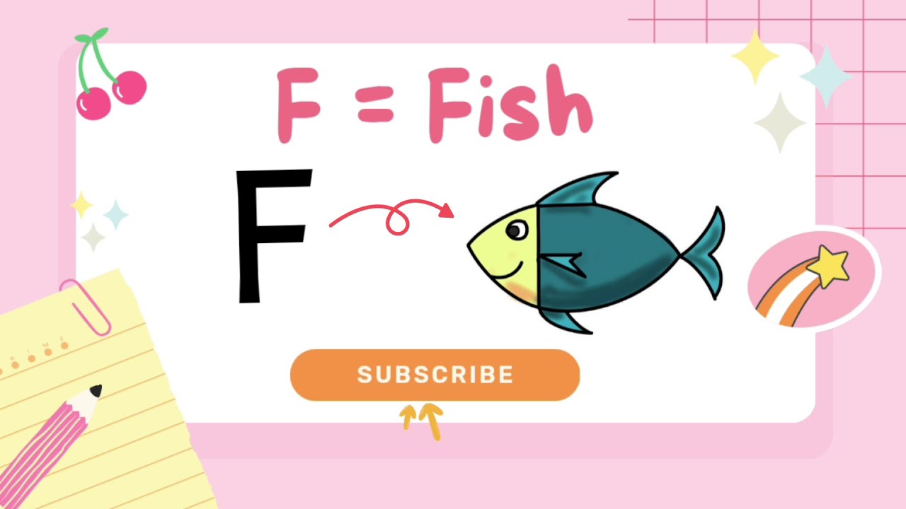 Easy Drawings for Kids || How to draw a Fish with letter F || Drawing ...