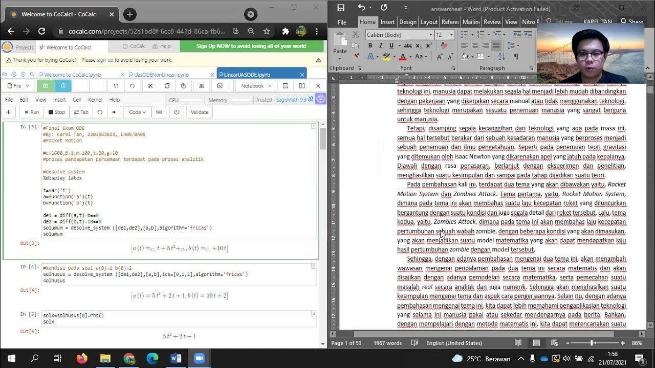 Video Penjelasan UAS ODE (DEMO SAGEMATH) Rocket Motion - YouTube