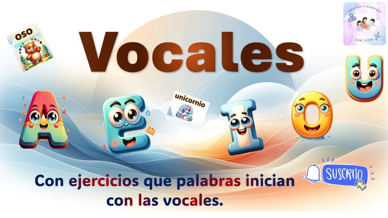 LAS VOCALES 👉🏻con palabras para identificar 🏻 Video Educativo - YouTube