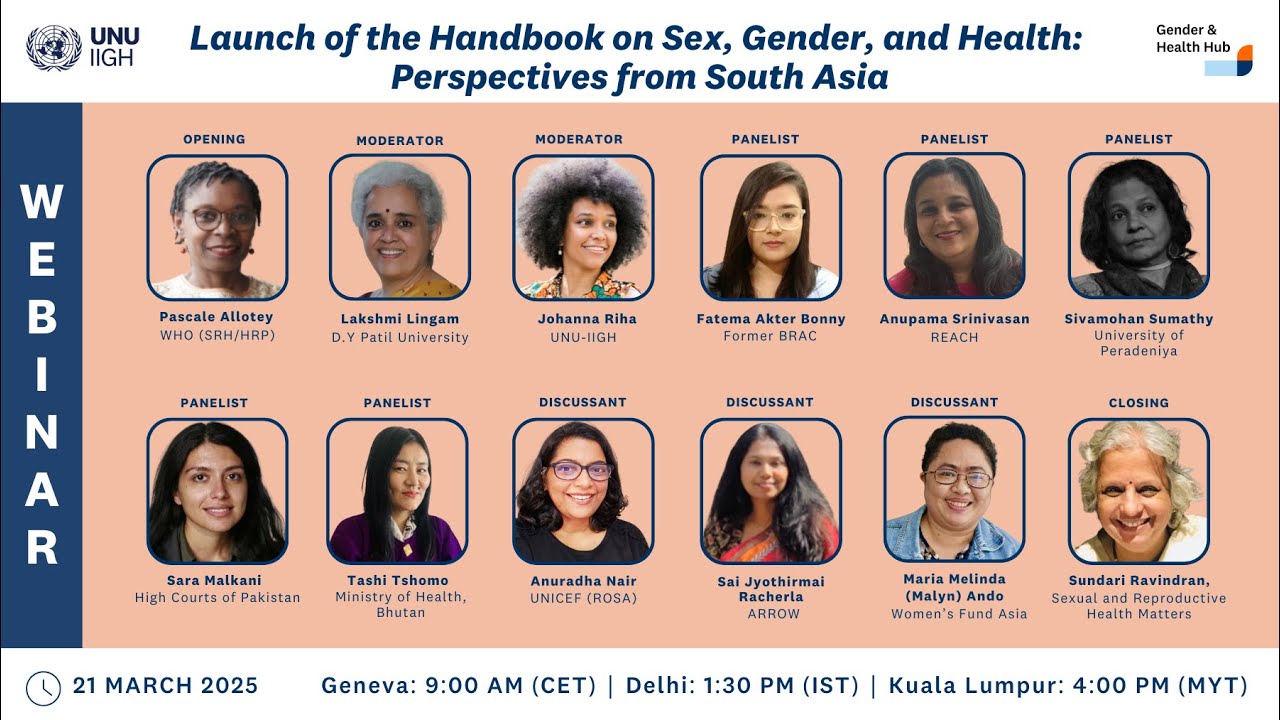 Launch Of The Handbook On Sex Gender And Health Perspectives From