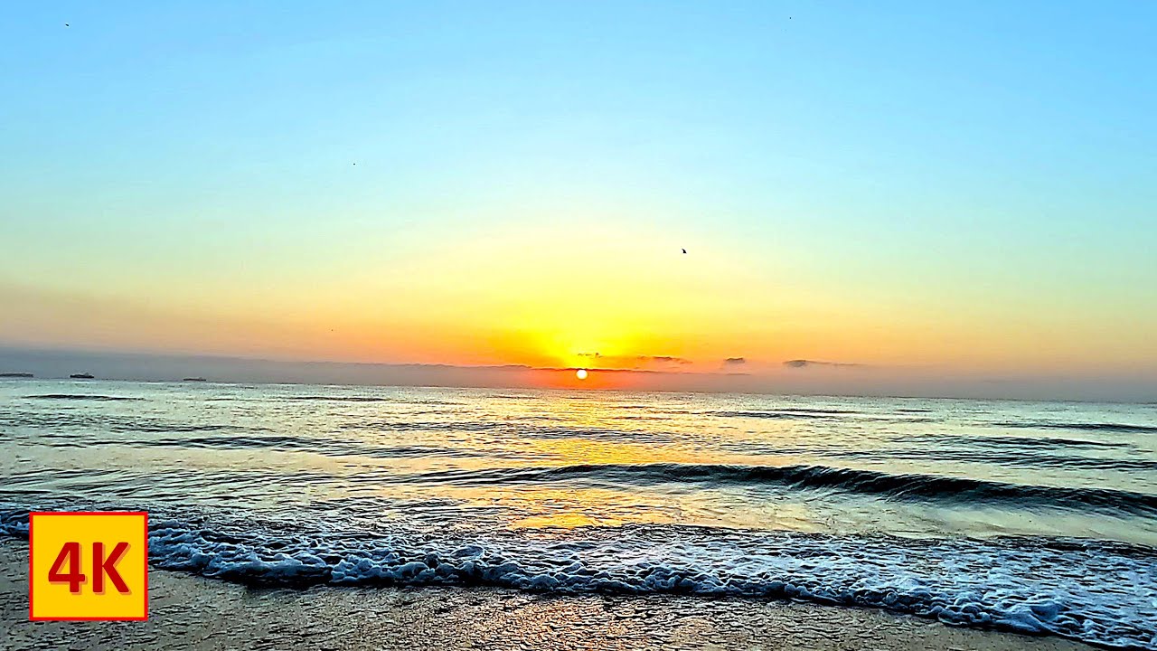 New Day. Sunrise, Morning, Sea & Relaxing Sound of Waves. Peaceful ...