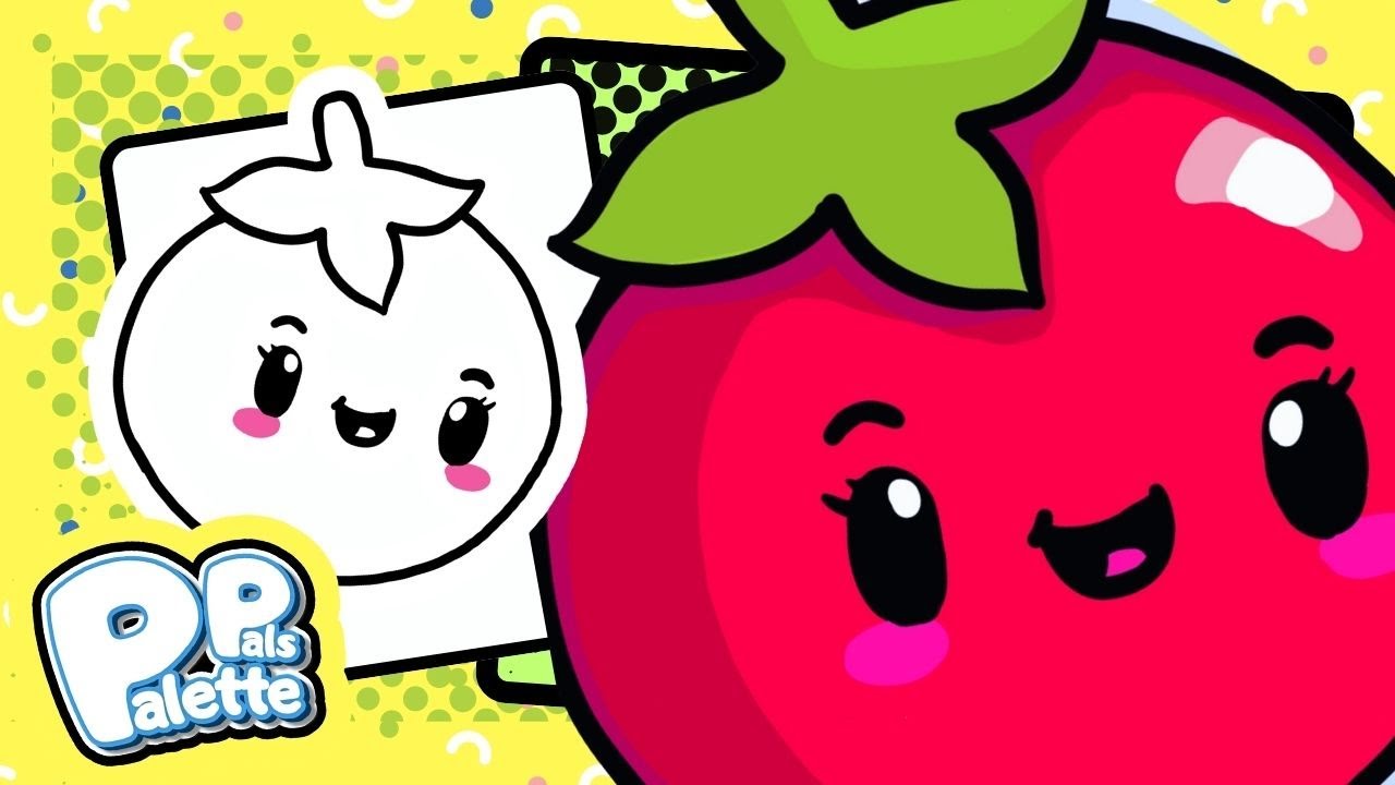 Drawing and Coloring a Cute Tomato - YouTube