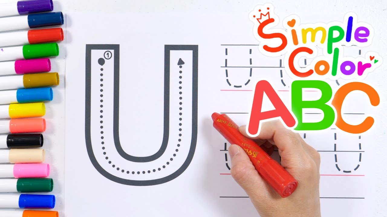 Learn how to write alphabet U with green pen for kids | Repeat writing ...