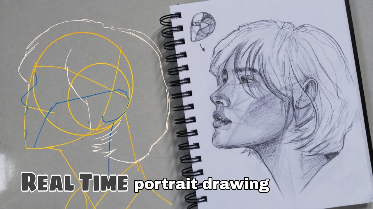 real time portrait sketch , draw girl face using Loomis method # ...