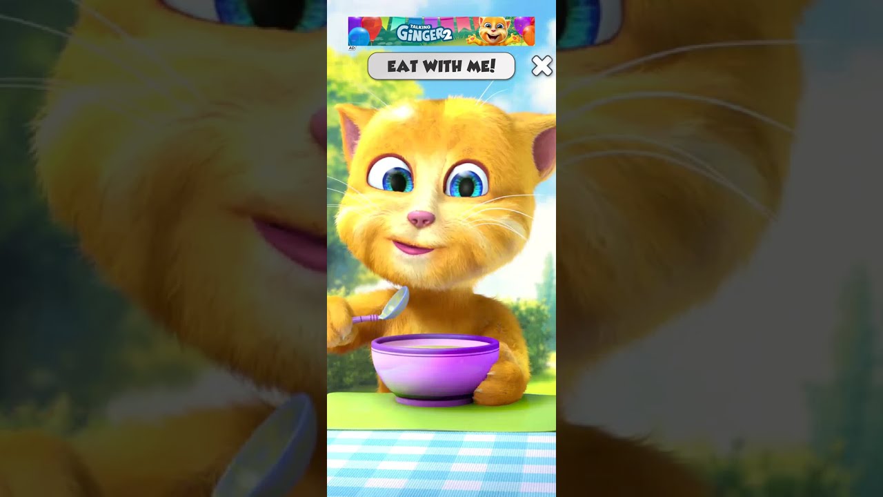 My Talking Ginger 2 eat with me games video - YouTube
