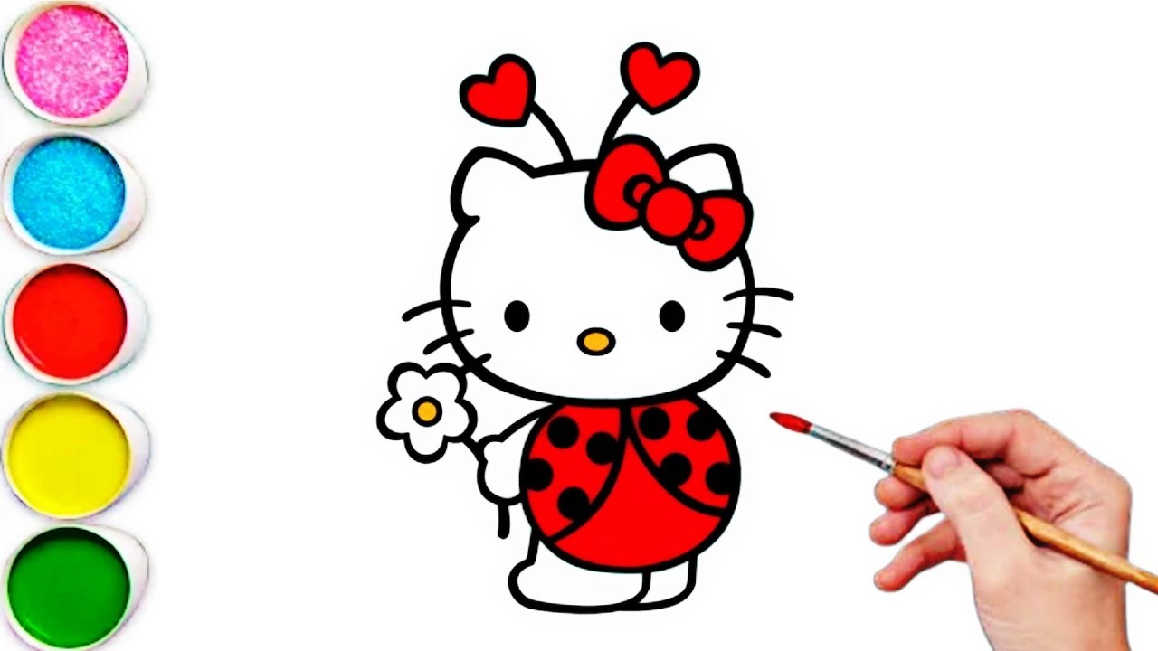 Hello Kitty Ladybug Drawing Painting and Coloring For Kids and Toddlers ...