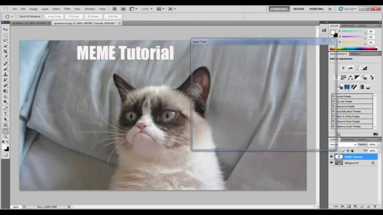 How to add default Meme Text to photos images using Photoshop CS6 - YouTube