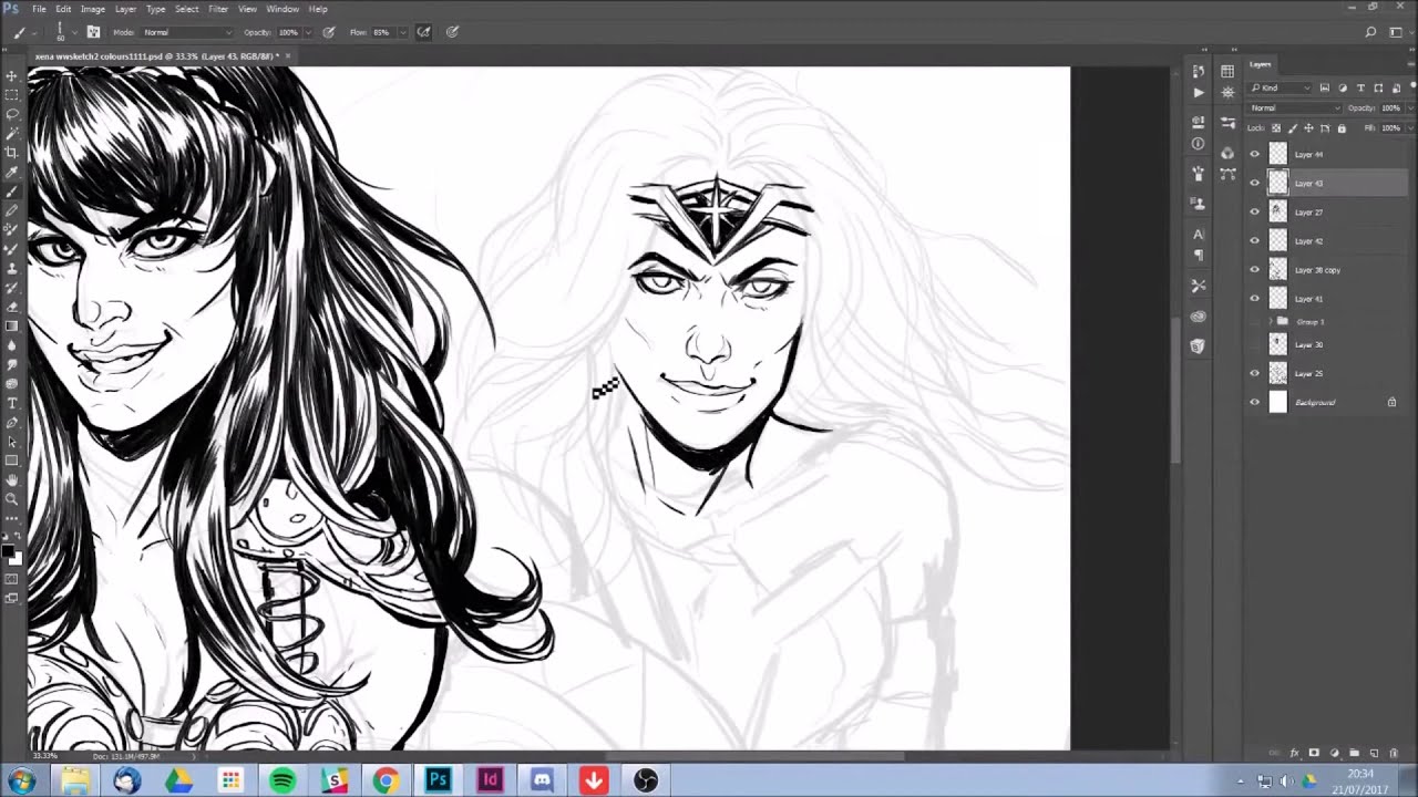 Xena Wonder Woman Commission Inking Video - YouTube