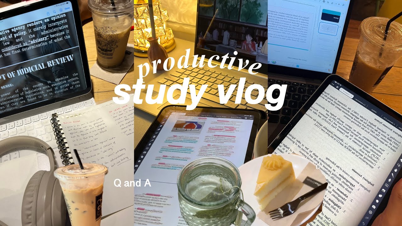 STUDY VLOG 🍵 productive cafe study, q&a, lots of studying, realistic ...