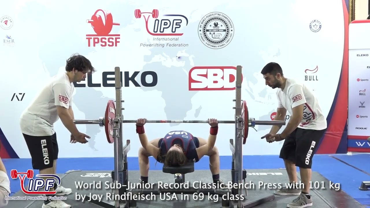 World Sub-Junior Record Classic Bench Press with 101 kg by Joy ...