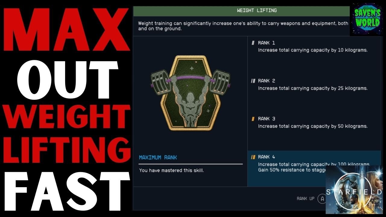 Starfield - How to Max Out the Weight Lifting Skill Fast - YouTube