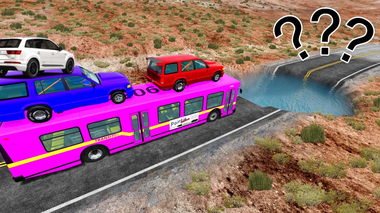Car vs Spinning Roller | Bus, Truck & Cars vs High Speed Jumps 2023 ...