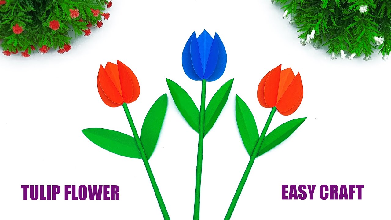 Easy To Make Paper Tulip Flower | Diy Tulip Flower Making Ideas - YouTube