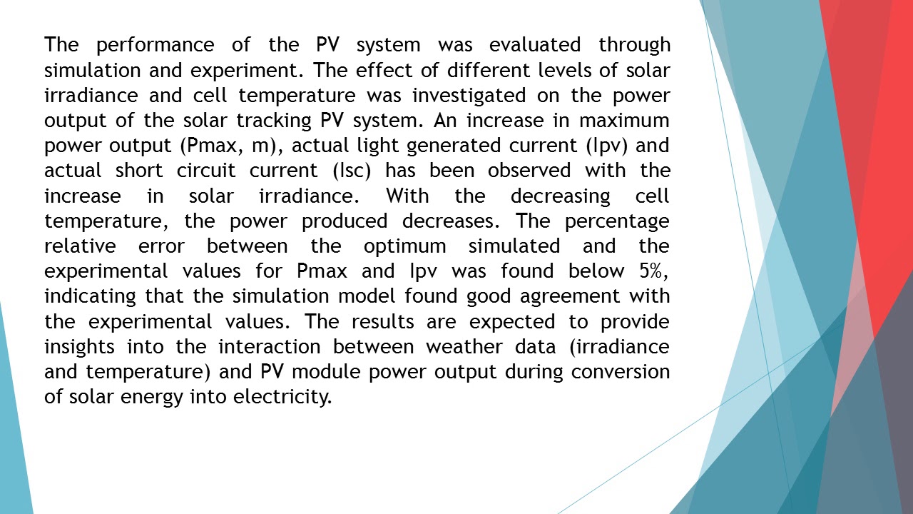 Simulation and Experimental Verification of Electrical Power Output of ...