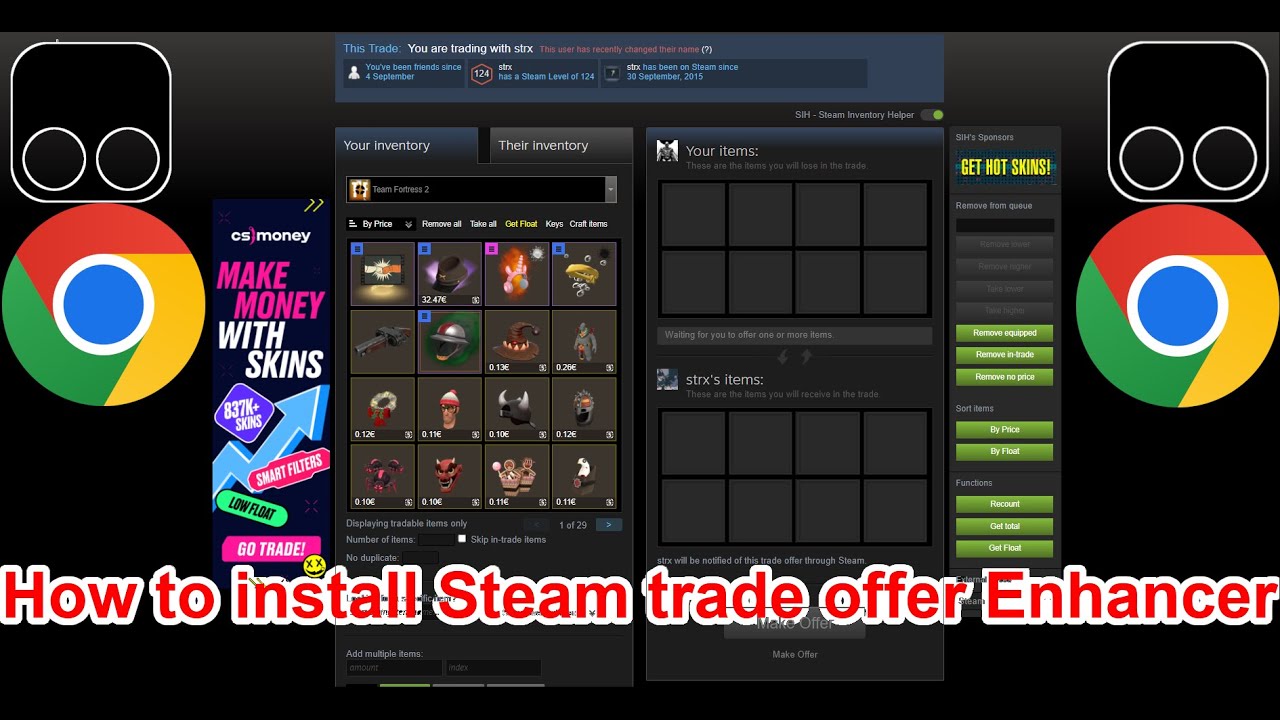 How to install Steam Trade Offer Enhancer in Google Chrome (Paste keys ...