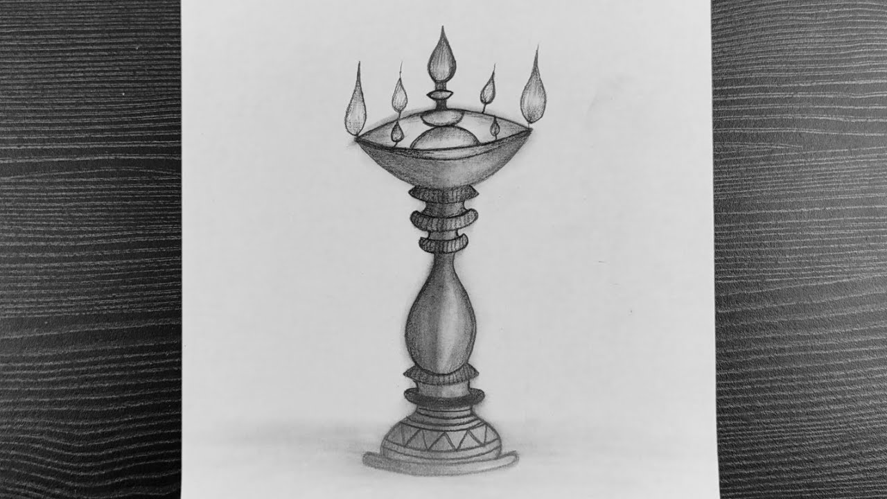 How To Draw A Lamp // Easy Samai Drawing For Diwali // How To Draw ...