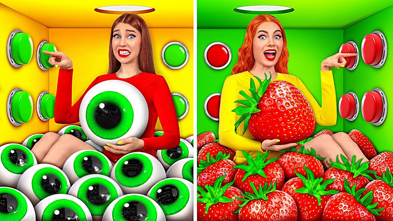 1000 Mystery Buttons Challenge Only 1 Lets You Escape | Edible Battle ...