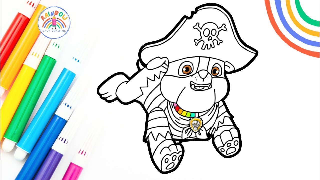 Rubble PAW Patrol the Movie Drawing Tutorial | How to Draw Pirate ...