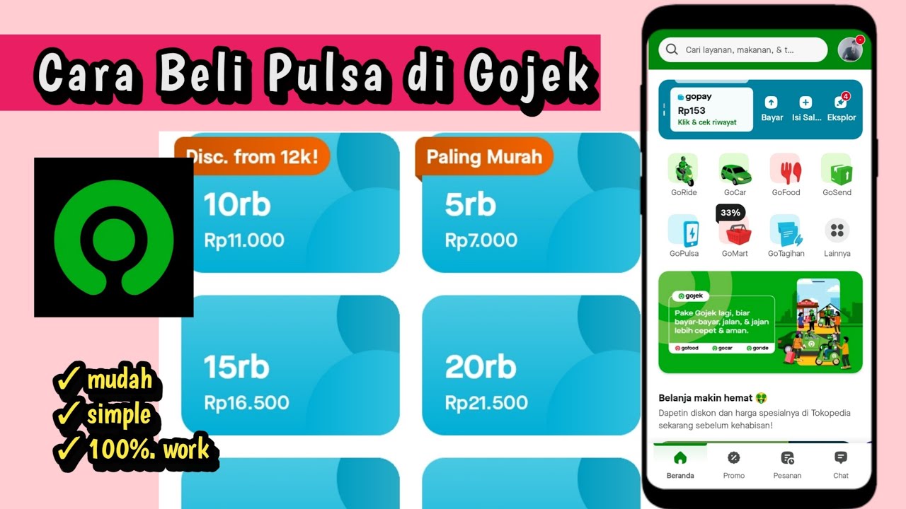 Cara Beli Pulsa di Aplikasi Gojek dengan Mudah - YouTube