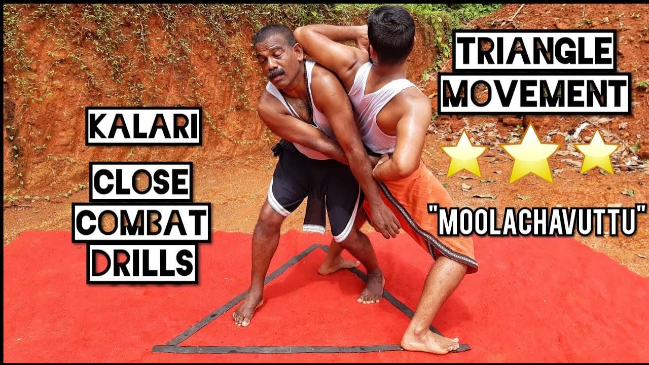 🔥KALARI CLOSE COMBAT DRILL💥TRIANGLE MOVEMENT 🔺️ MOOLACHAVUTTU - YouTube