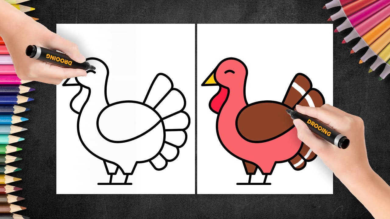 How to draw a Turkey | Turkey Drawing Easy For Kids Easy | Turkey ...