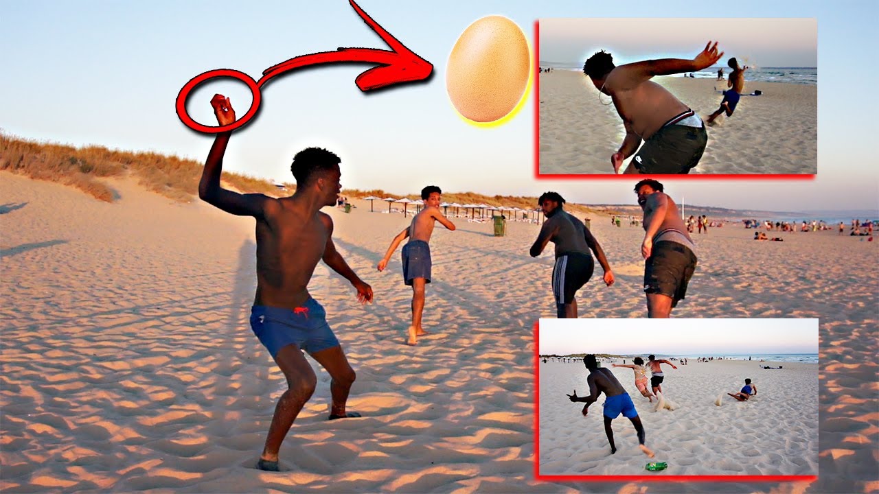 DESAFIO DO OVO NA PRAIA - YouTube