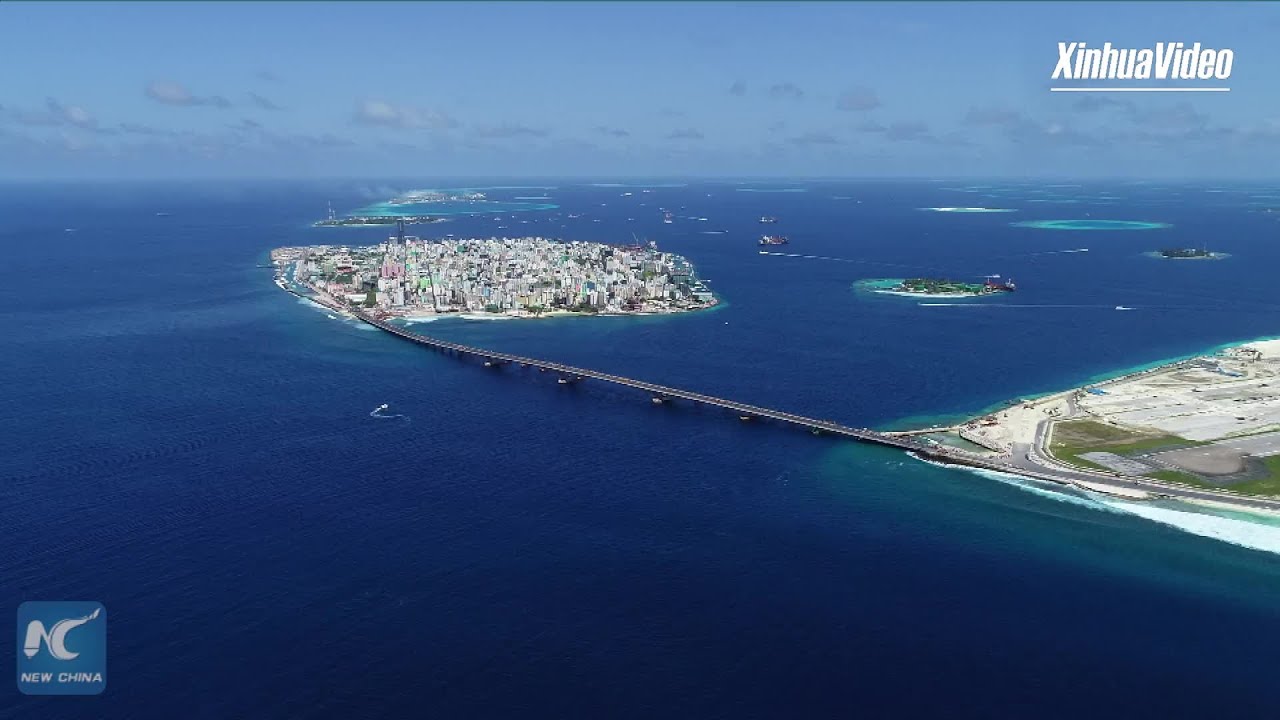 Aerial view of China-Maldives Friendship Bridge - YouTube