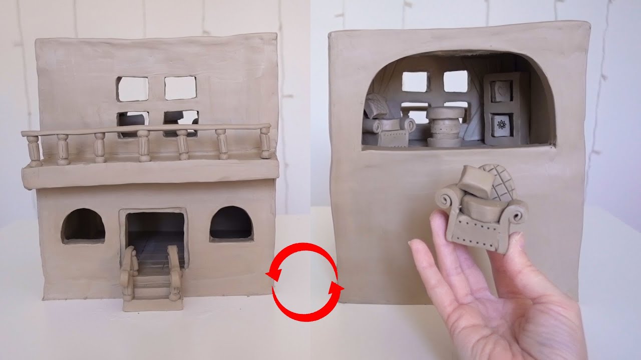 Clay House with Furniture | set of chairs and table | DIY Sculpture ...