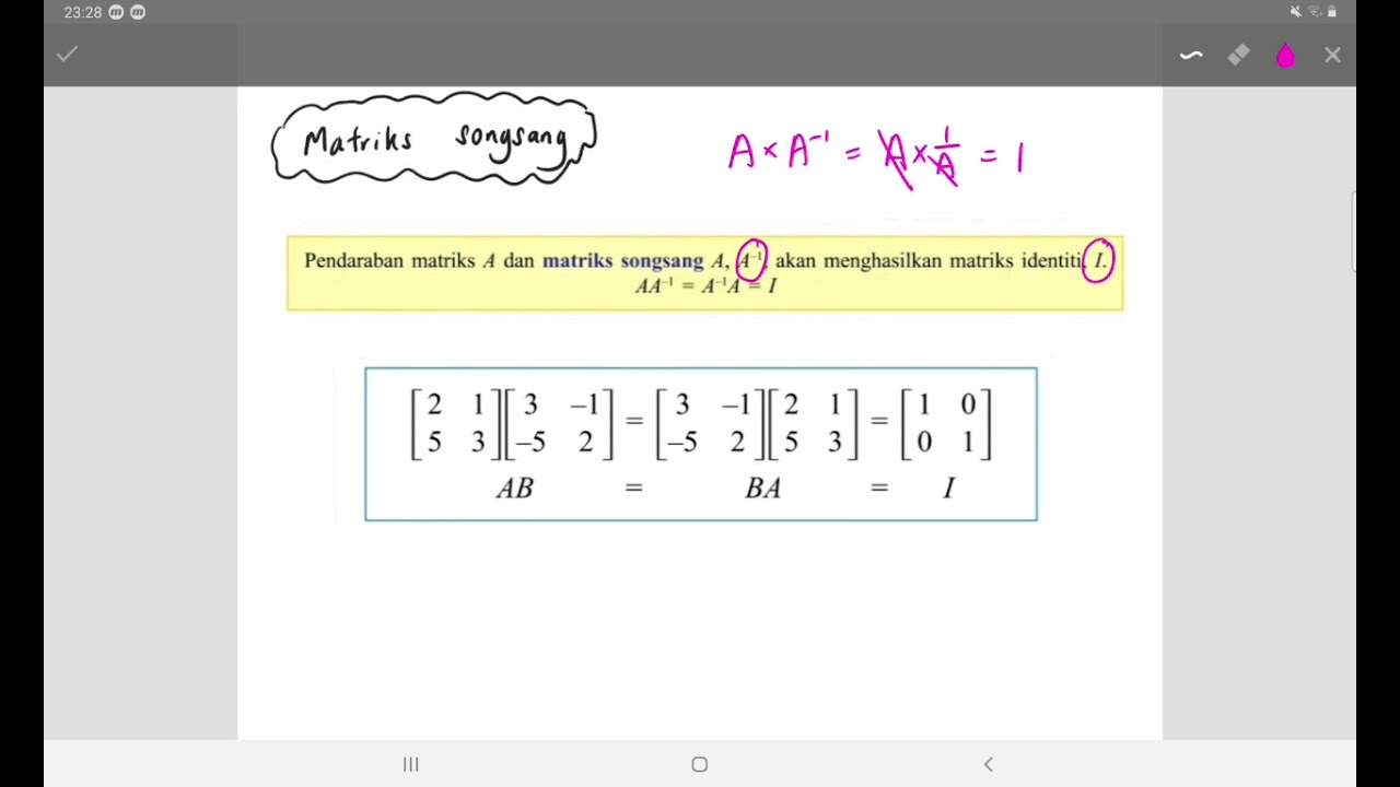 Bab 2 (part 5) Matematik Tingkatan 5 KSSM: Matriks Identiti dan Matriks ...