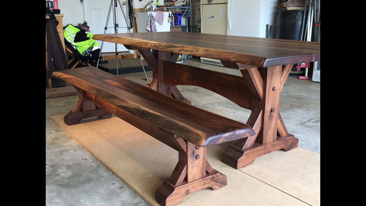 Live Edge Trestle Table Build - YouTube