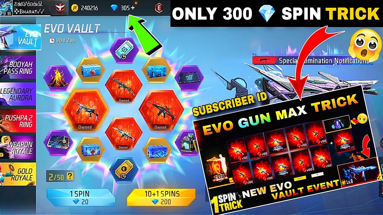 New Evo Vault Event Spin Trick | Only 300 💎 chromasonic Mp40 Spin Trick ...