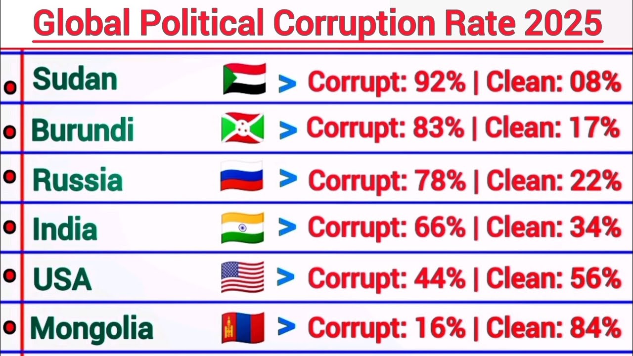 Political Corruption by Country 2025 | Global Corruption Ranking - YouTube