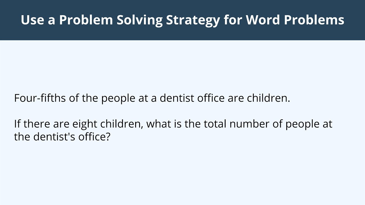 Use a Problem Solving Strategy for Word Problems - 9 - YouTube