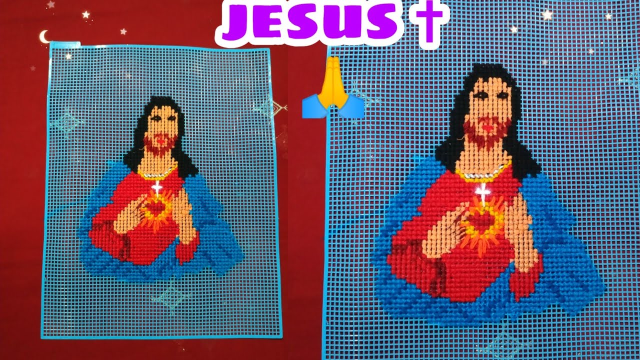 Jesus on Plastic canvas/ cross stitch Design/pattern Wall Hanging ...