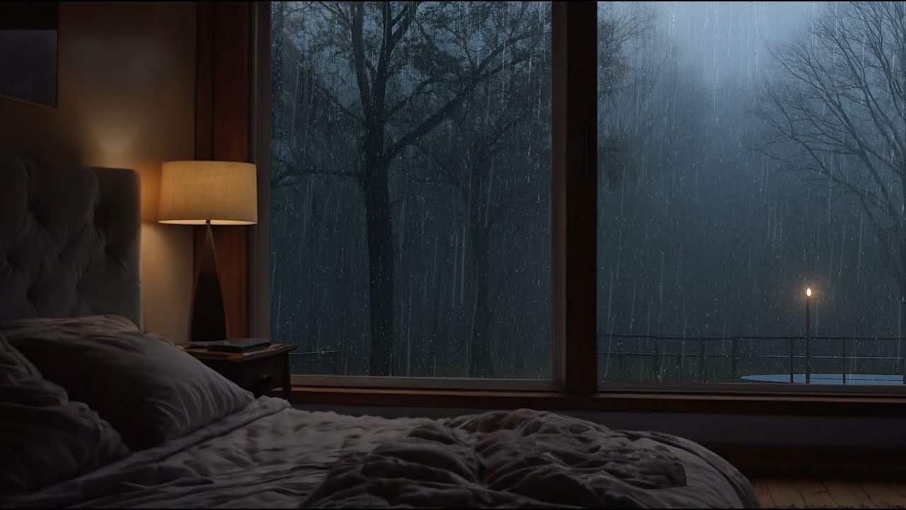 🌧️ Rainy Night Bedroom Ambience | Cozy Sleep & Relaxing Rain Sounds 🛏️ ...