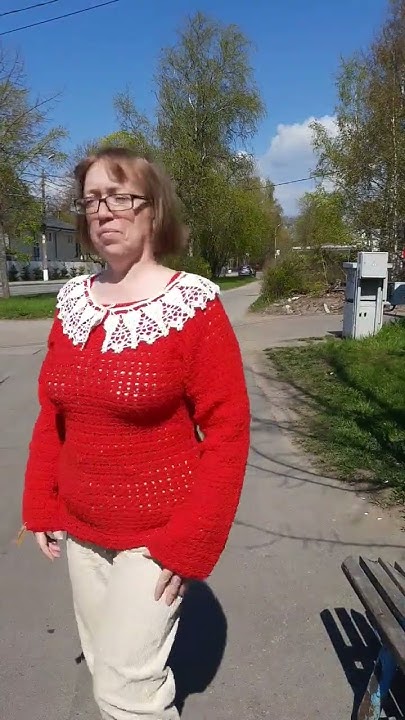 летний джемперок из ярн арт джинс декорирую белоснежным воротничком ...
