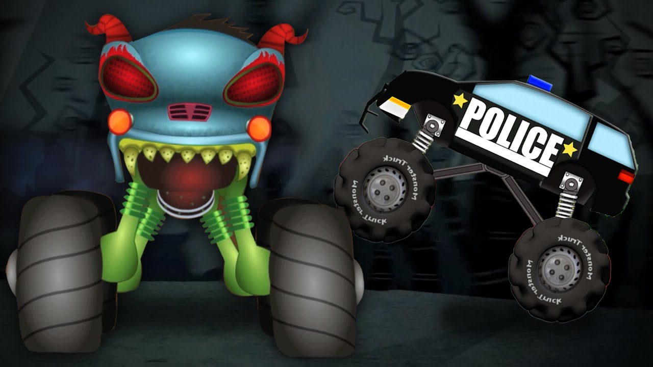 Police Truck Chasing Monster Truck Animated Truck Cartoon Show - YouTube