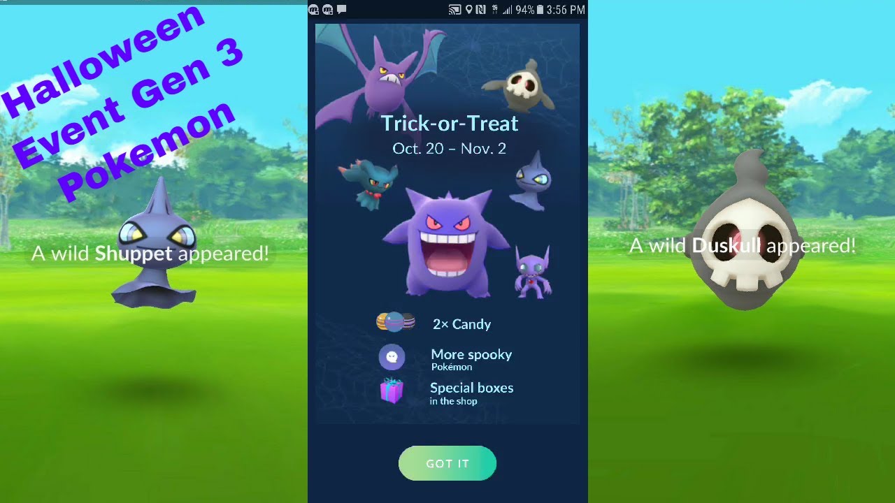 Pokemon Go Gen 3 Halloween Event Catching Duskull, Shuppet, & Sableye ...