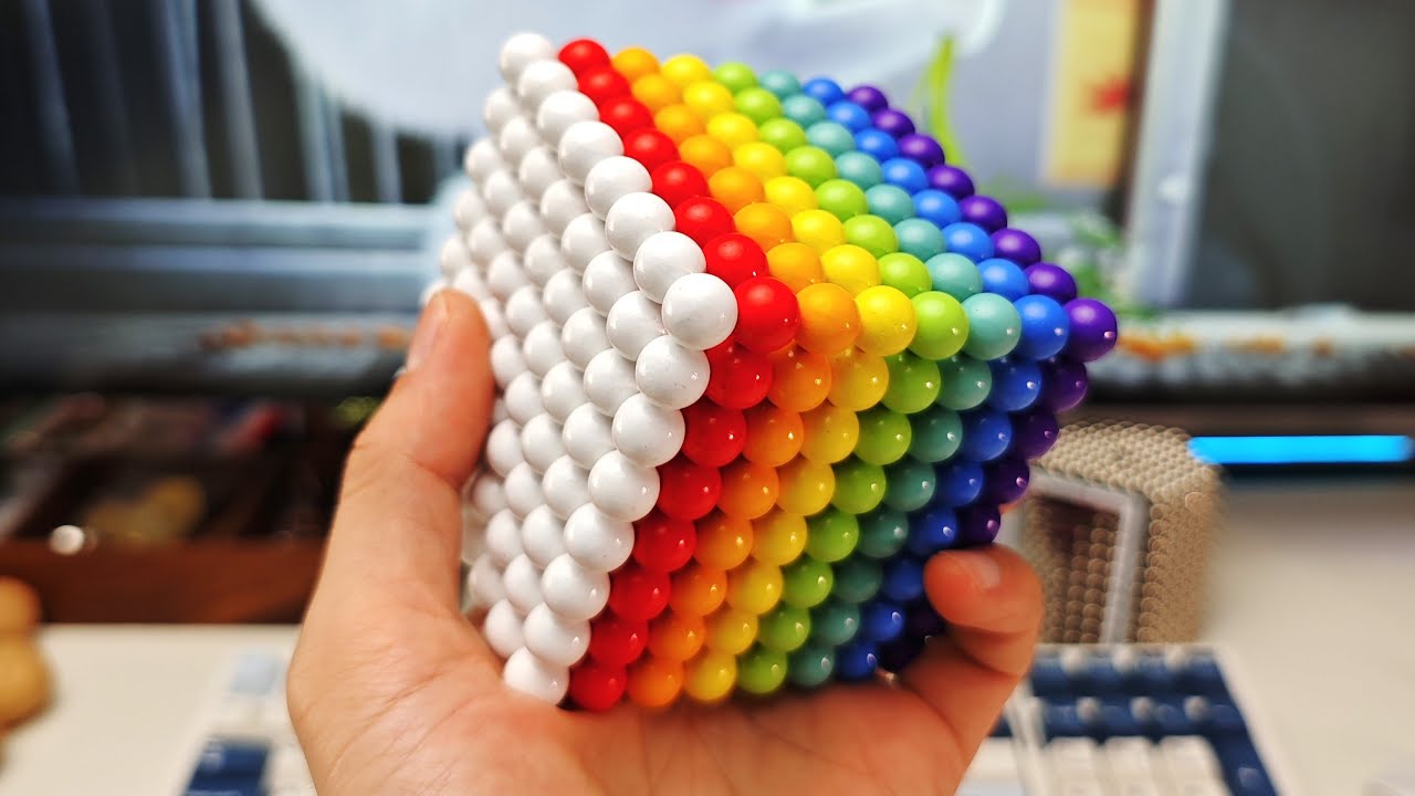 Rainbow colored magnetic cube | Magnetic play - YouTube