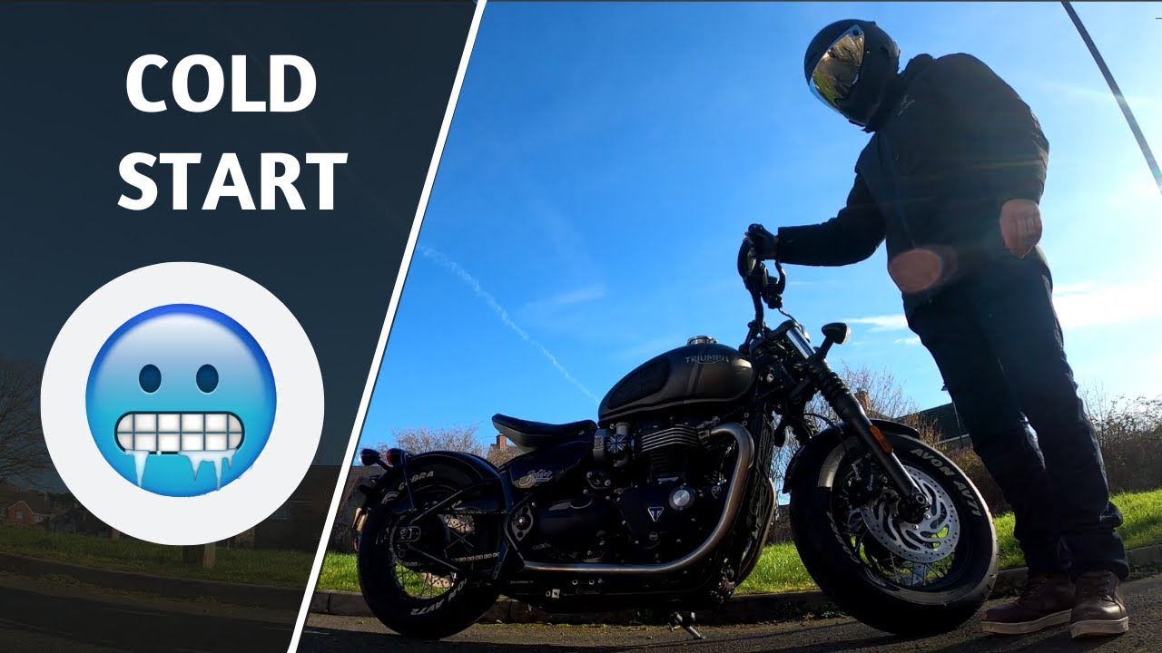 Cold Start... firing up the Triumph Bonneville Bobber - YouTube